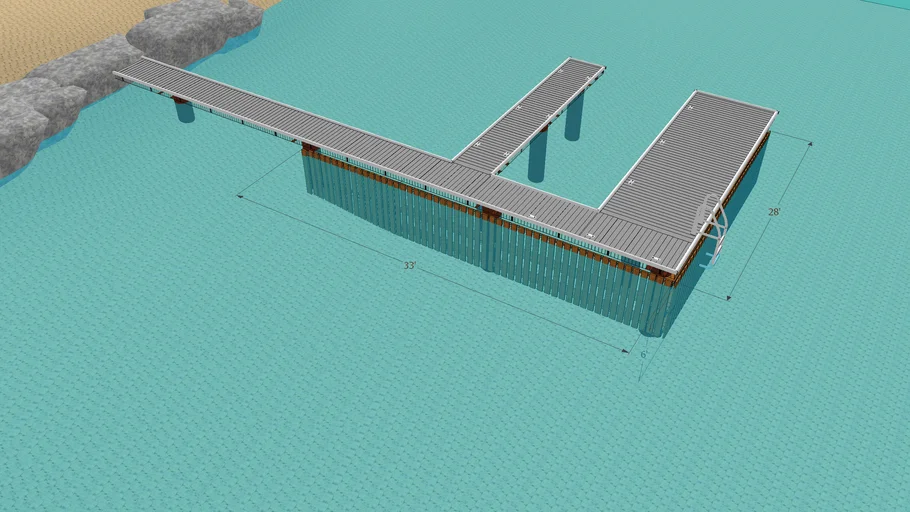 Steel Truss Frame Pier Dock with Wave Attenuator | 3D Warehouse