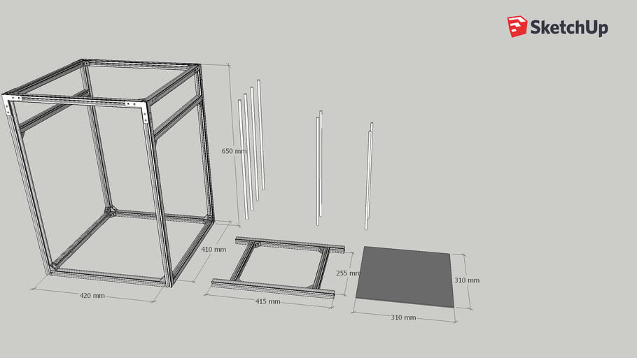 HyperCube Evolution Frame Kit 300x300x400 | 3D Warehouse