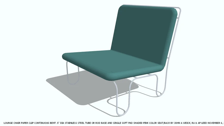 LOUNGE CHAIR PAPER CLIP TURQUOISE CUSHION DESIGNED BY JOHN A WEICK R ...