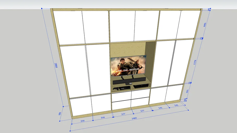Tủ quần áo kết hợp để tivi | 3D Warehouse