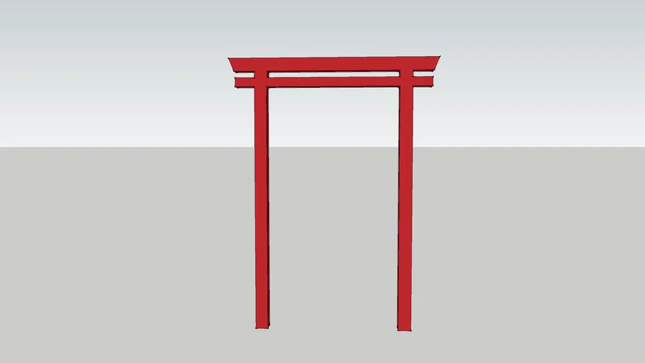 Jaanese Red Gate Frame Angled Top (210cm High for 180cm Gate) | 3D ...