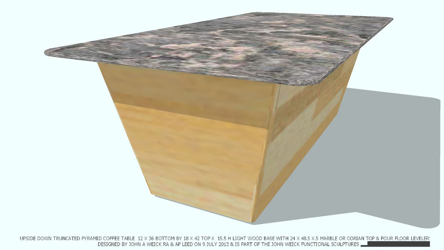 COFFEE TABLE LT WD TRUNCATED MARBLE 2X4 TOP DESIGNED BY JOHN A WEICK RA ...