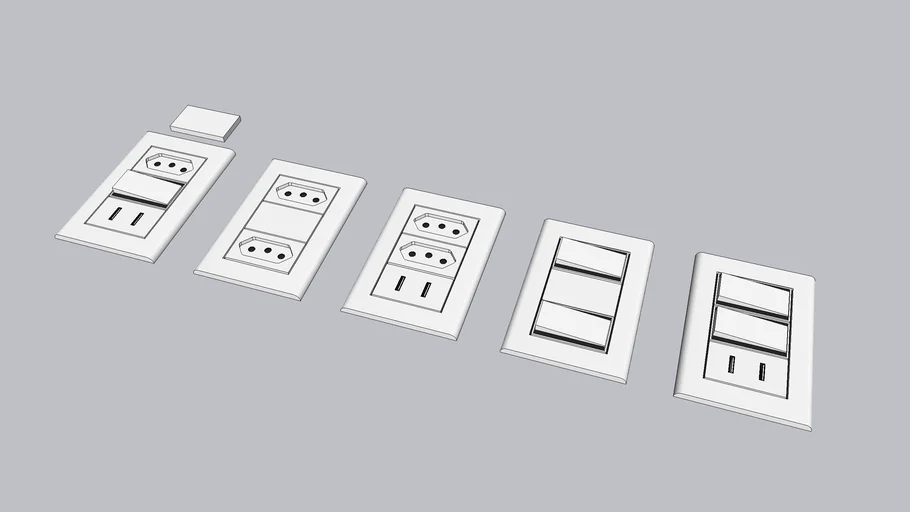 Interruptores e Tomadas + usb | 3D Warehouse