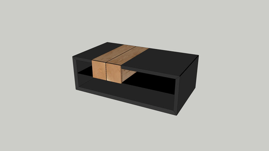 Mesa centro retangular Lisboa 2 gavetas lacado negro carvalho | 3D Warehouse