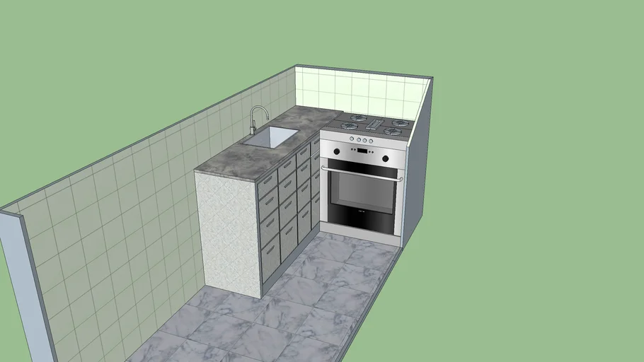 kitchen design with GAS range oven and sink | 3D Warehouse