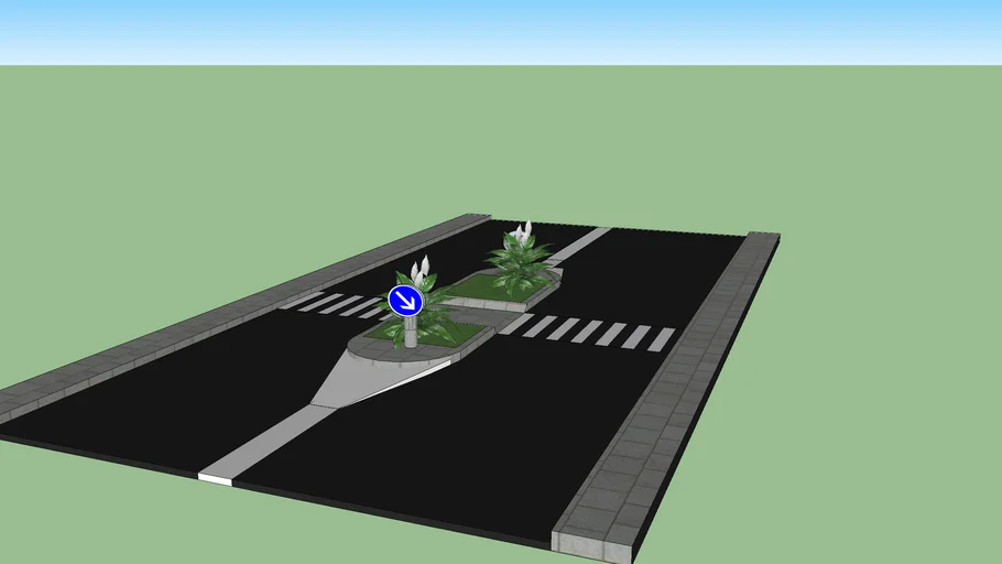Terre plein central + route + passage piéton | 3D Warehouse