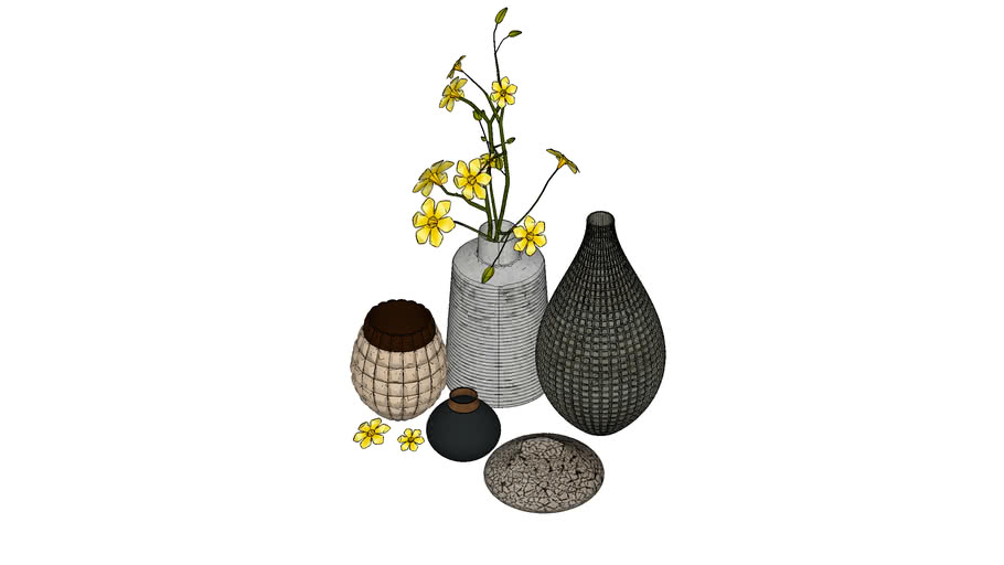 set of vases with flowers | 3D Warehouse