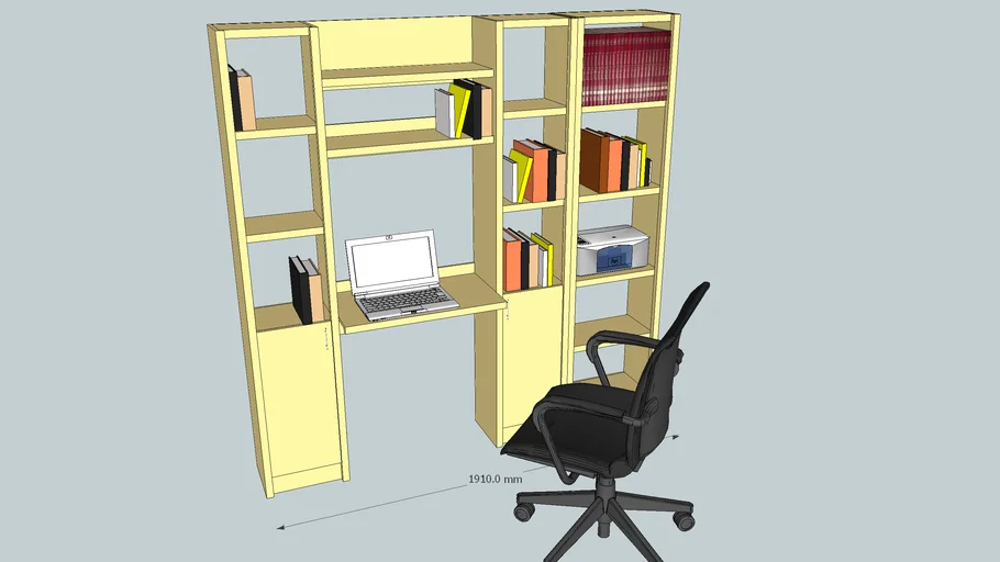 Escritorio Libreros Ibiza 1.91 Mts | 3D Warehouse