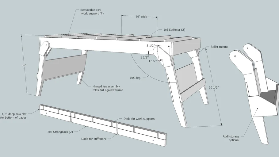 Sturdy Folding Workbench | 3D Warehouse
