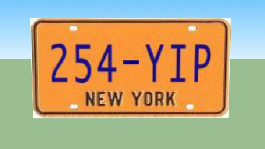 1973 New York License plate - 254 YIP | 3D Warehouse