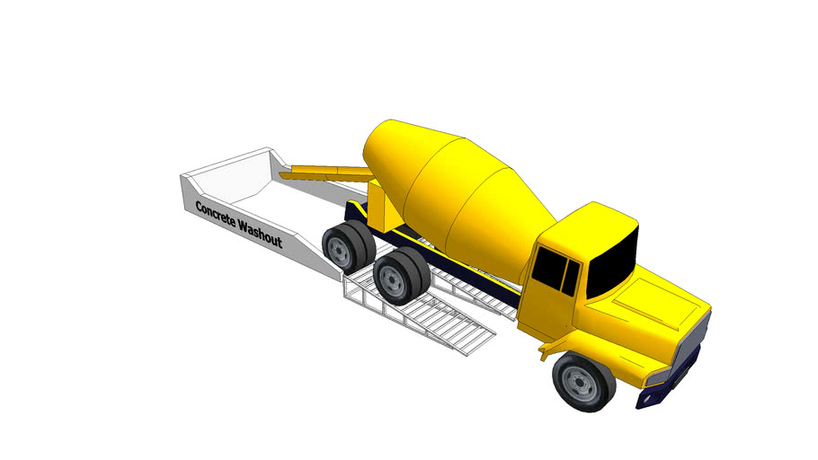 Concrete Mixer with Washout | 3D Warehouse