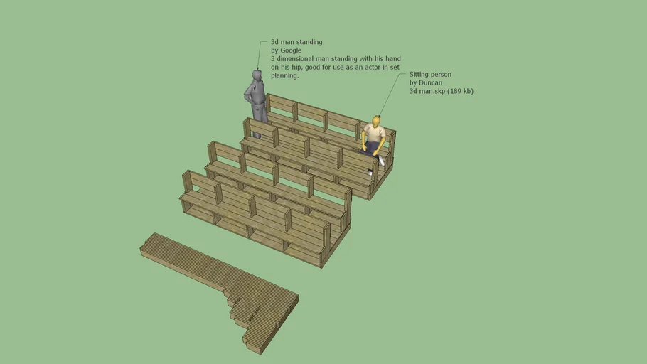 2-lelvel_bleacher-style-grandstand-benches-wood-2x8-construction | 3D ...