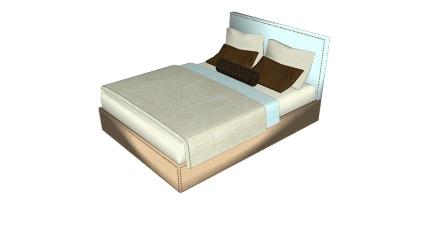 Queen Size Bed with Studded frame and Headboard | 3D Warehouse