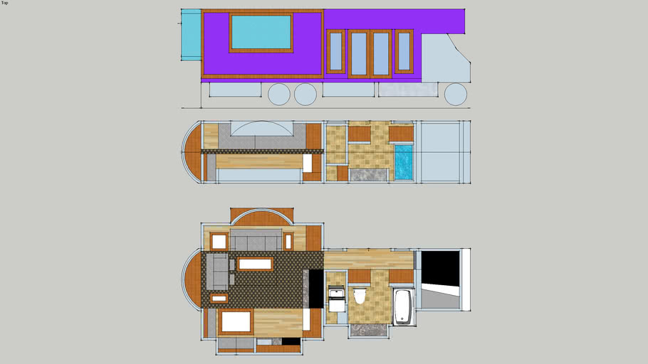 30 Foot box truck with Grandma Attic converted into camper trailer | 3D ...