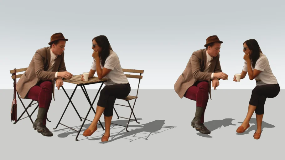 2D people - Man & Woman at Cafe | 3D Warehouse