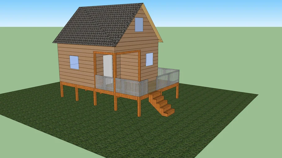 16x18 Cabin W/ Loft and Deck | 3D Warehouse