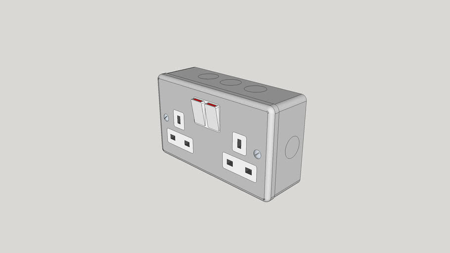 Metal Clad power socket, 2-Gang | 3D Warehouse