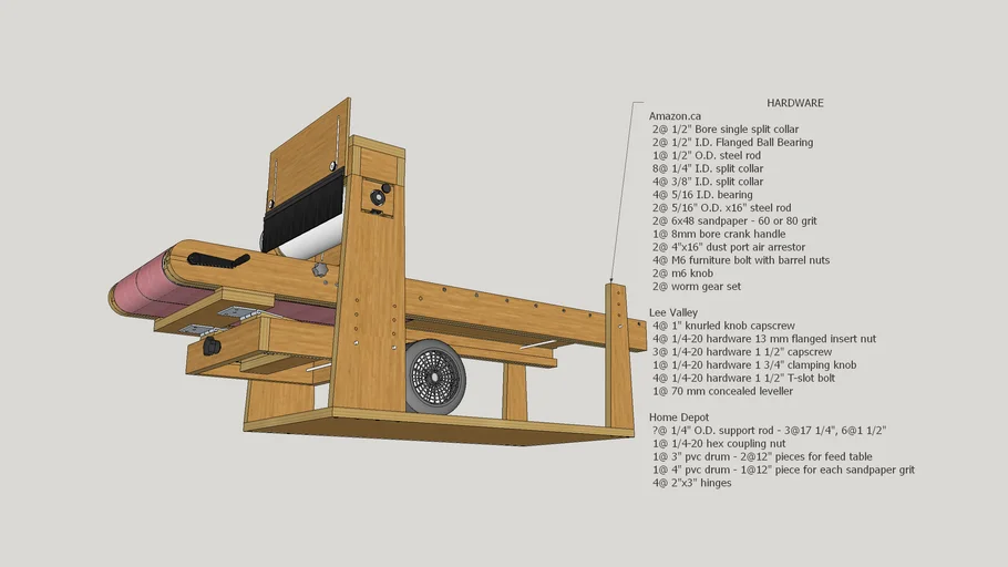 12' drum thickness sander with manual infeed belt | 3D Warehouse