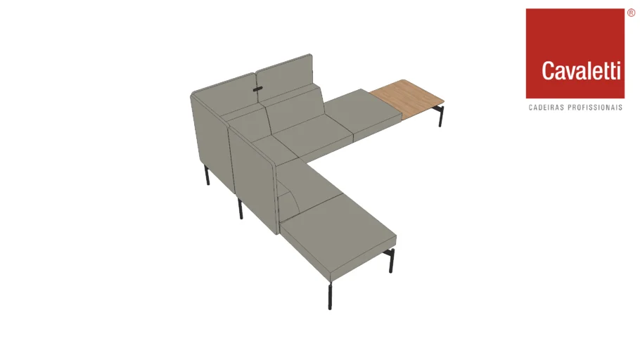 Cavaletti Float - 23752 Sofá Lounge 6L em L com 1 Mesa, 2 Bancos, 2 Encostos, 1 Canto e Painéis ...