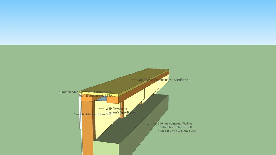 Hemcrete parapet wall detail | 3D Warehouse