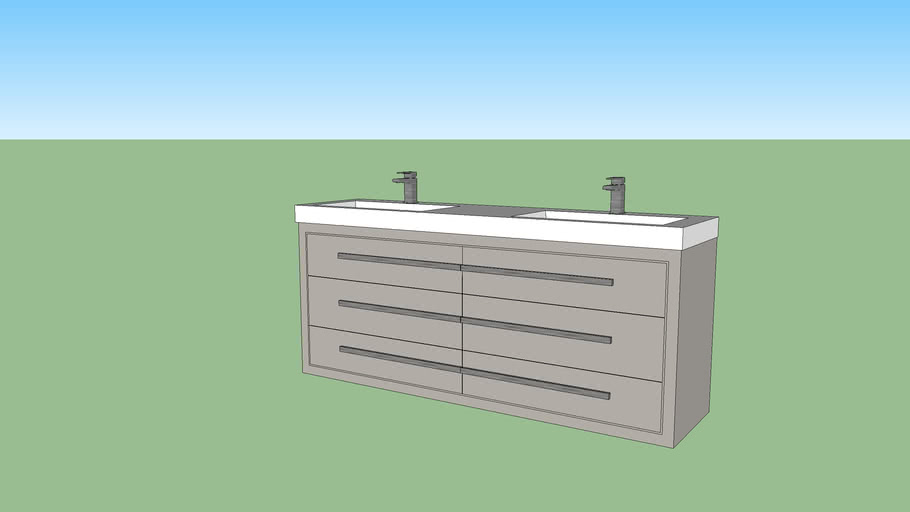 Villa 72' Double Bowl Floating Vanity | 3D Warehouse