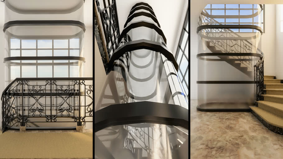 Staircase Concept 010 : Curved staircase inside a rectangular space ...