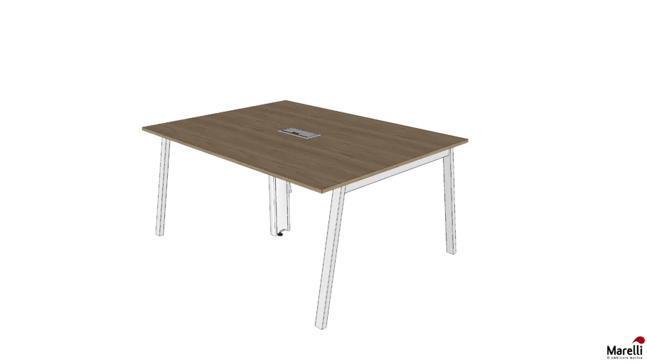 Mesa de Reunião Work Slim Pé Cavalete Retangular com Elétrica - Marelli (WSRCRS1612E) | 3D Warehouse