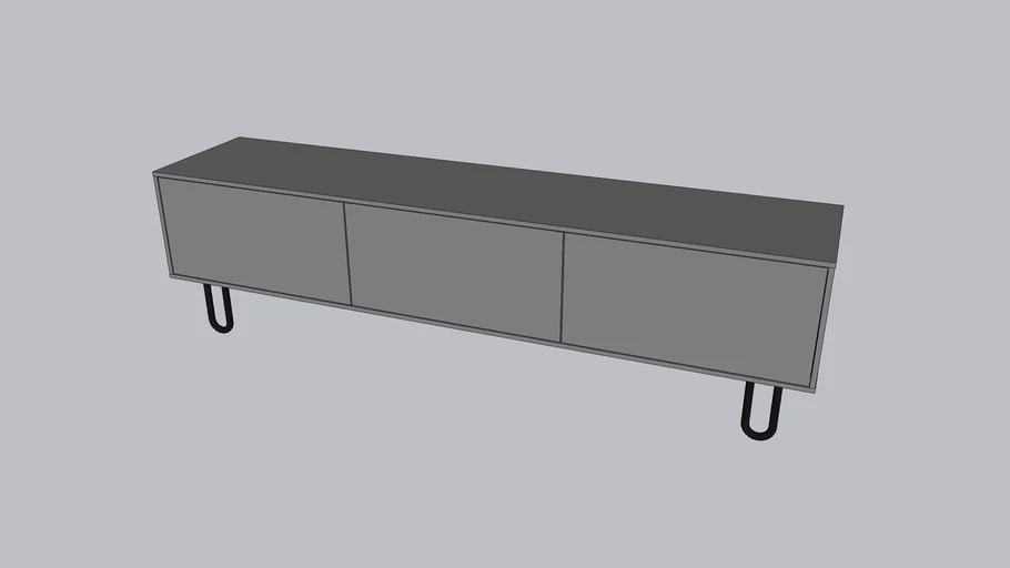 TV Cabinet 1800x300_Cool Grey_U Leg 180 Onyx Black | 3D Warehouse