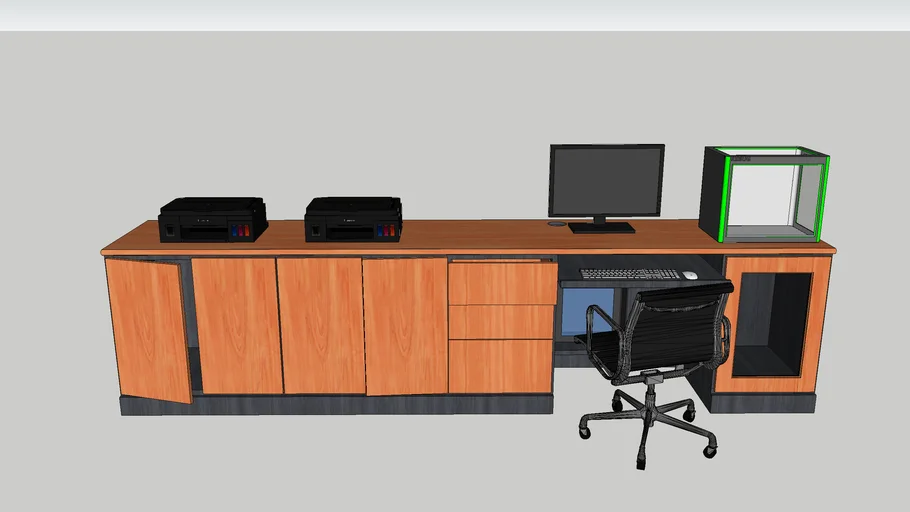 Built-in Counter with computer | 3D Warehouse