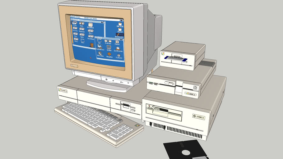 Commodore Amiga 1000 with A1060 SideCar, A1300 Genlock, and Floppy ...
