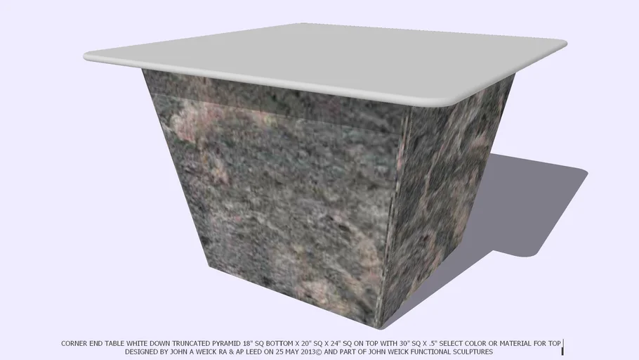 END TABLE CORNER MARBLE TRUNCATED PYRAMID SELECT TOP BY JOHN A WEICK RA ...