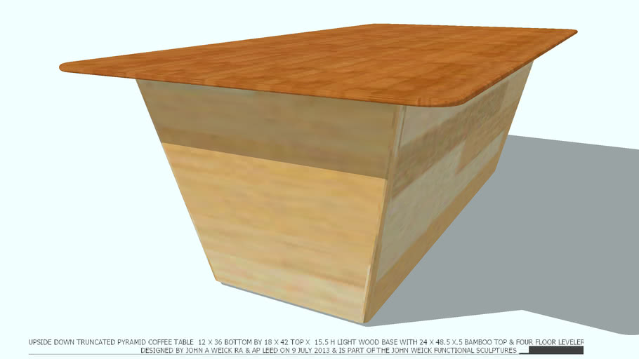 COFFEE TABLE LT WD TRUNCATED BAMBOO 2X4 TOP DESIGNED BY JOHN A WEICK RA ...
