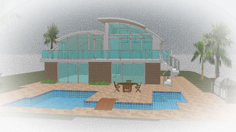 MODERN VILLA WITH CURVED ROOF | 3D Warehouse