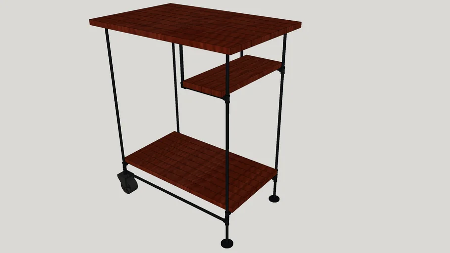 Industrial inspired bar cart with wood shelves | 3D Warehouse