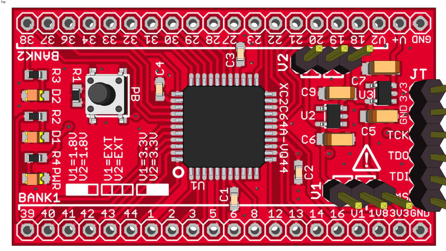 XC2C64A CoolRunner-II CPLD development board V1c | 3D Warehouse