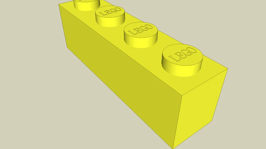 Lego Brick 1x4 Yellow | 3D Warehouse