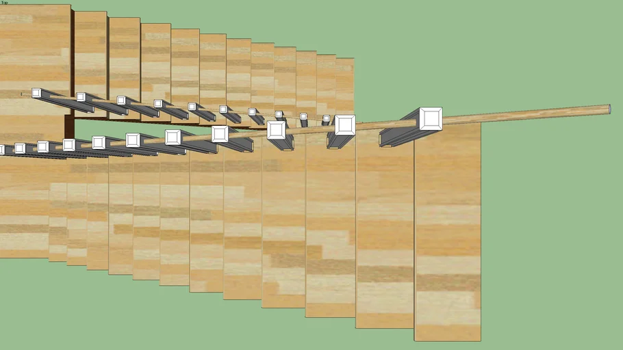 wooden staircase with railing | 3D Warehouse