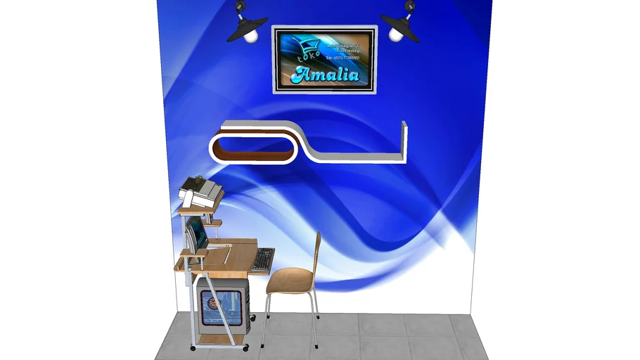 Meja Komputer Kerja + PC | 3D Warehouse