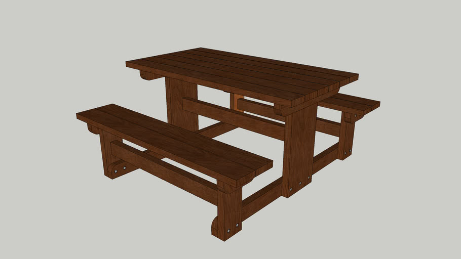 Garden Table with Bench.skp | 3D Warehouse