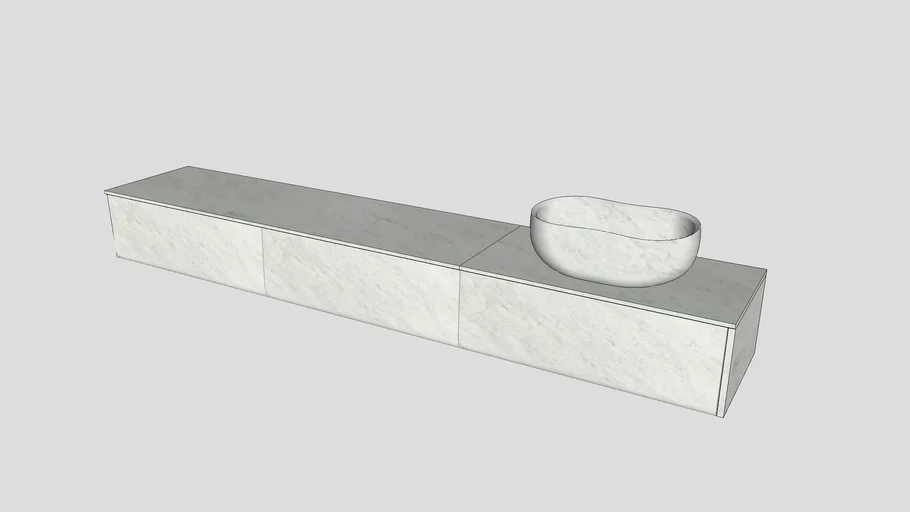 Wall-mounted modular system in Bianco Carrara marble Salvatori Anima L90cm modules | 3D Warehouse