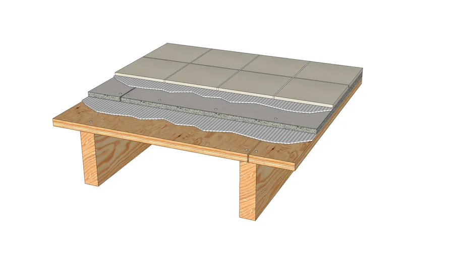 06.130.F144 Tile floor Adhered to CBU over wood substrate | 3D Warehouse