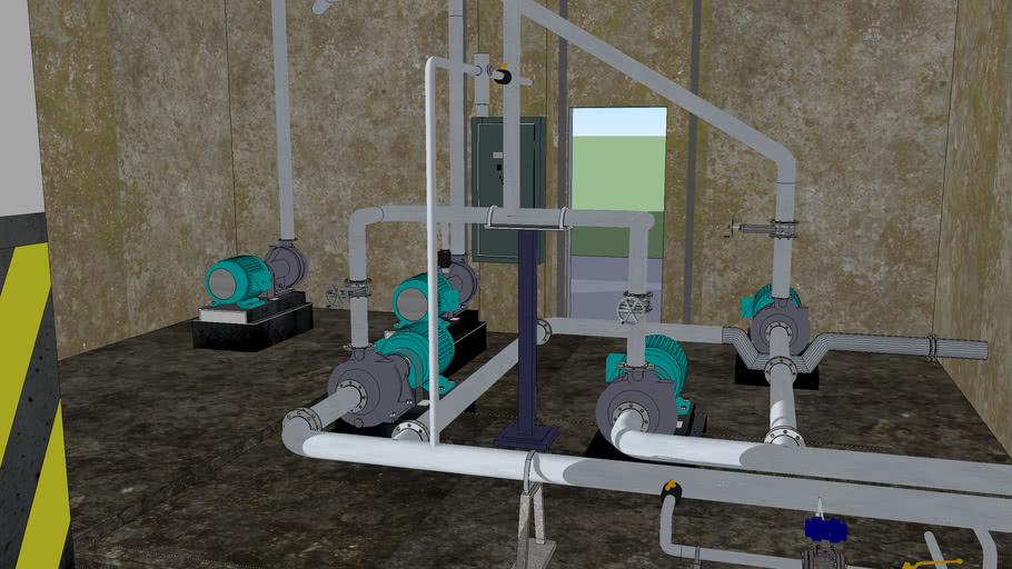 WATER PUMP SYSTEM WITH FLANGES PNUEMATIC VALVE | 3D Warehouse