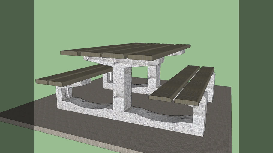 Table with seats, in wood and artificial stone | 3D Warehouse