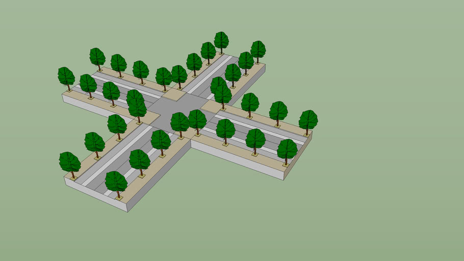 street cross section - 2 lane intersection | 3D Warehouse