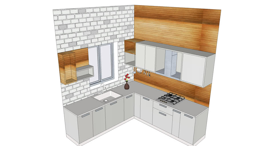 L SHAPED MODERN WHITE KITCHEN | 3D Warehouse