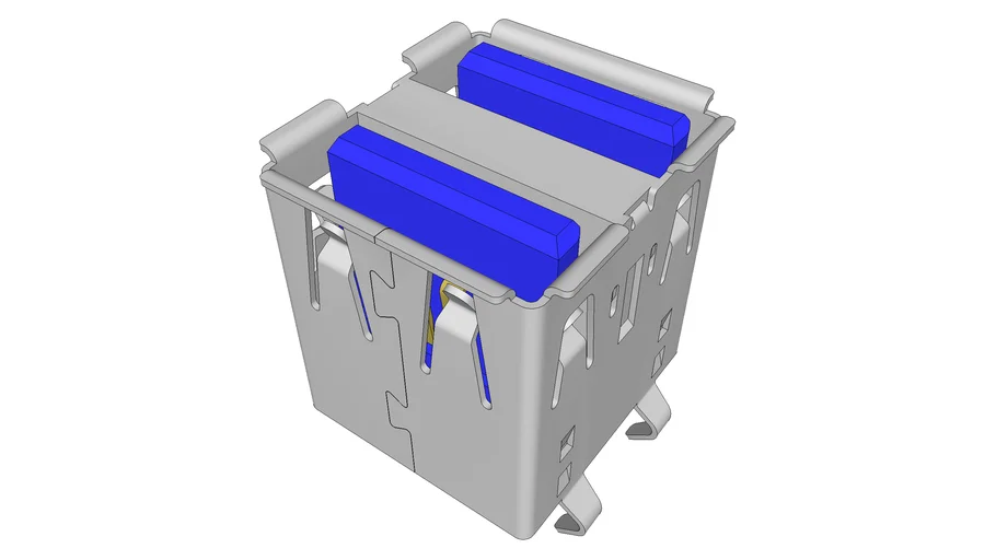 USB 3.0 Type A Through Hole Vertical Mount Dual Port Receptacle | 3D ...