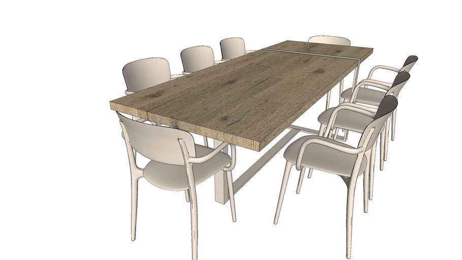 Solid wood table 240 x 90 cm | 3D Warehouse