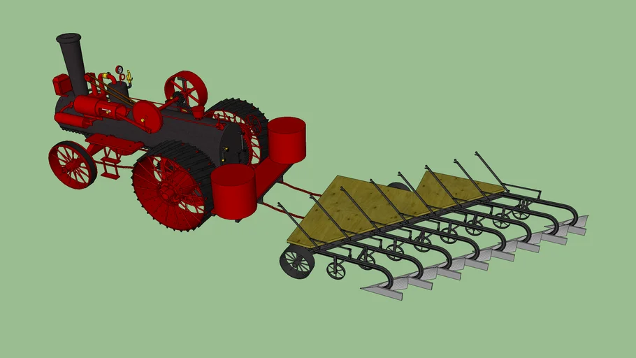 steam tractor with plow | 3D Warehouse