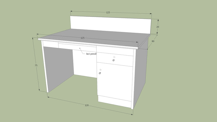 meja 1/2 biro | 3D Warehouse