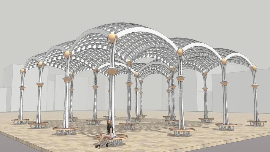 2020.06.07-Plaza Open Dome Frame Shade Structure | 3D Warehouse